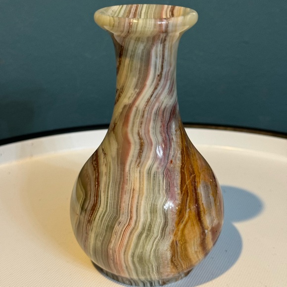 Accents | Vintage Pakistani Onyx Polished Stone Vase Brown Green And ...
